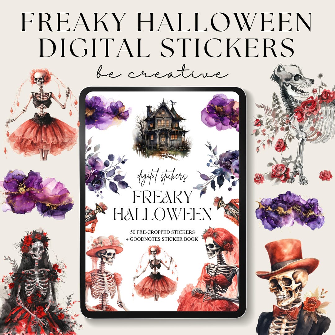 Freaky Halloween Digital Stickers, Goodnotes Spookyl Stickers, Png ...