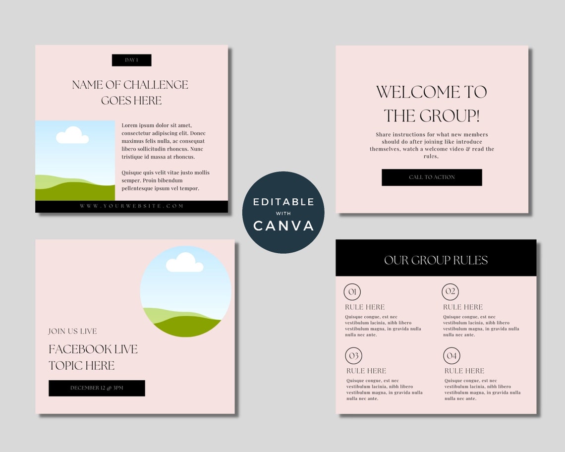 Facebook Group Branding Templates, INSTANT DOWNLOAD Canva Template ...
