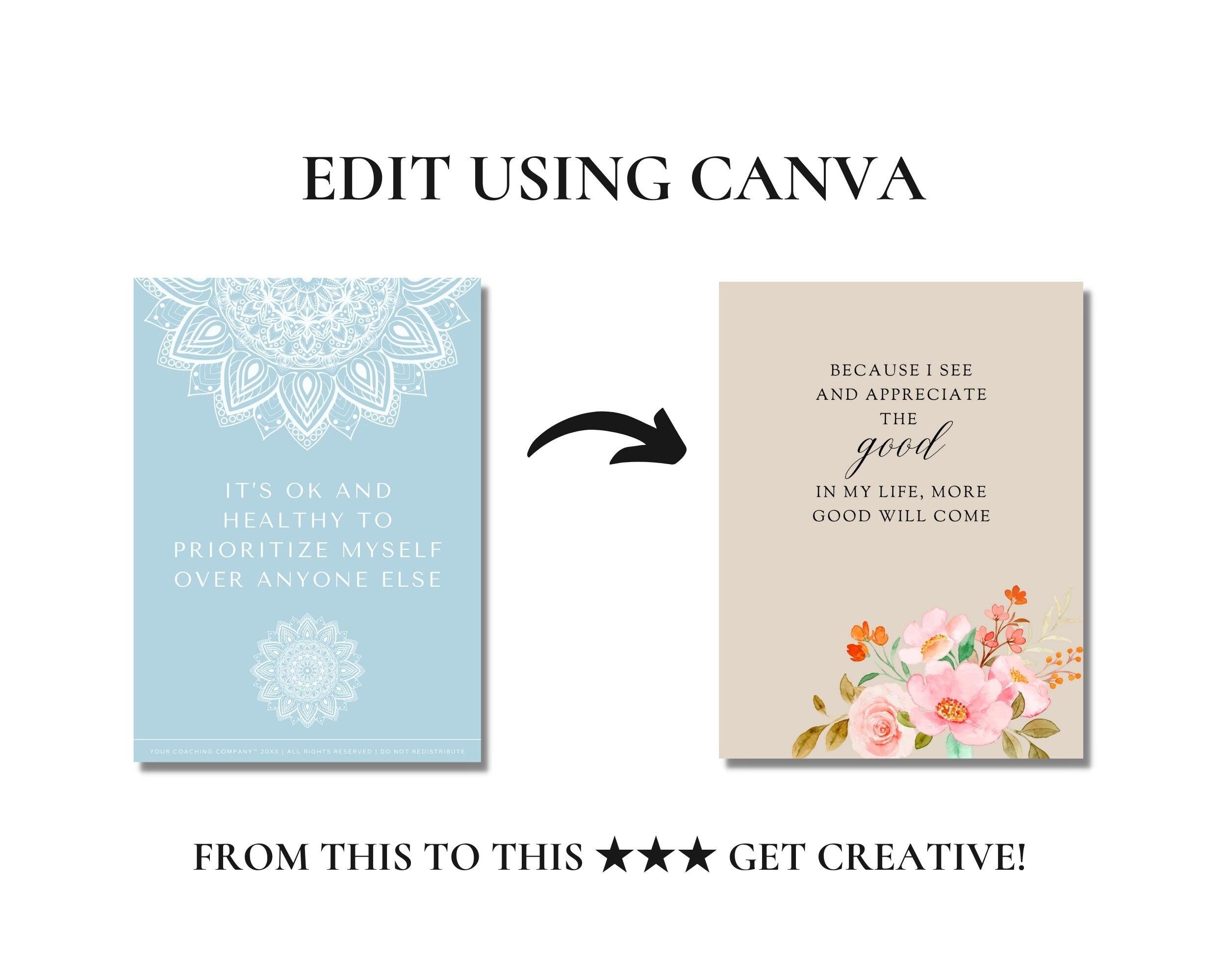 Affirmation Cards Template Canva Affirmation Station - Etsy