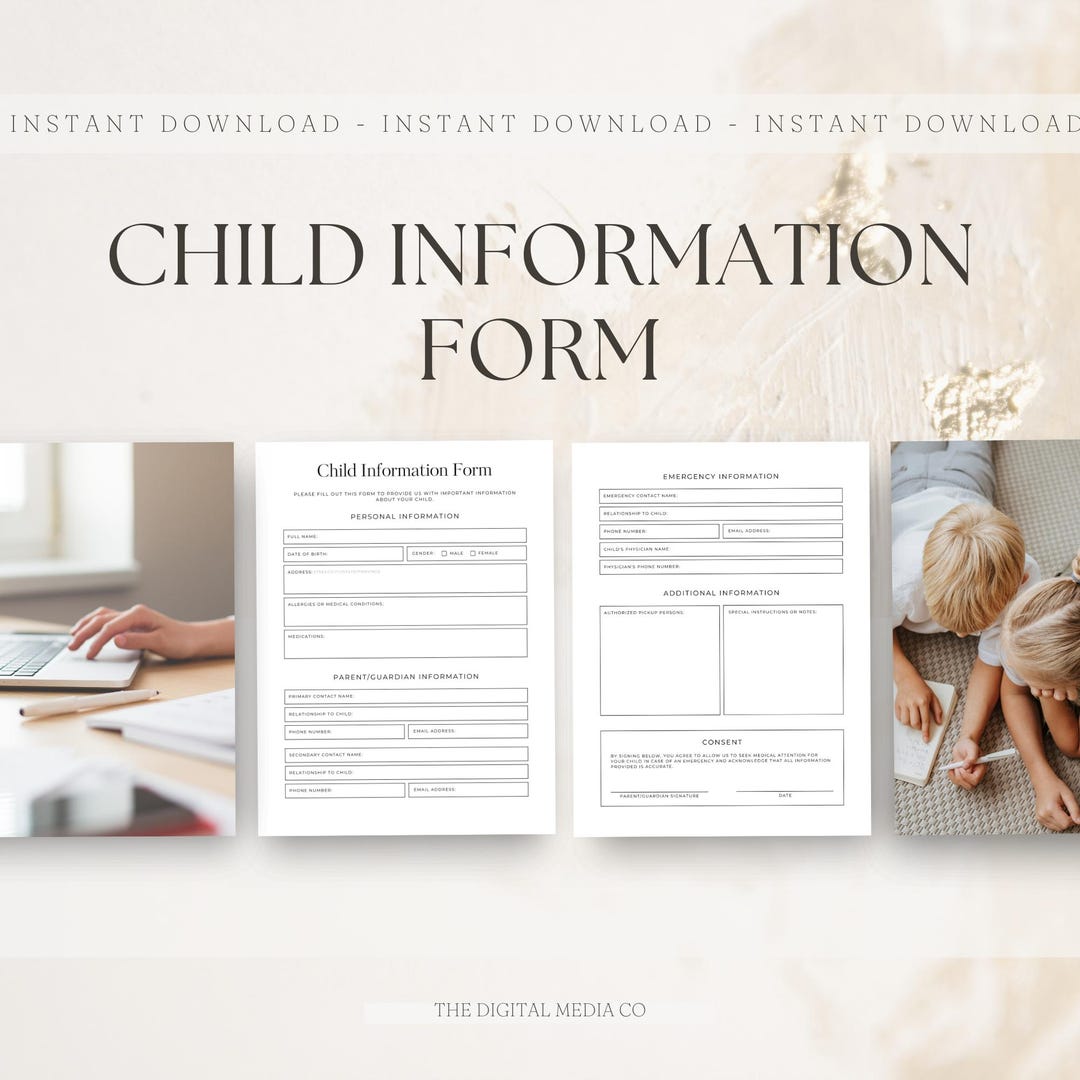 Child Information Form, Emergency Information Sheet, Editable Youth ...