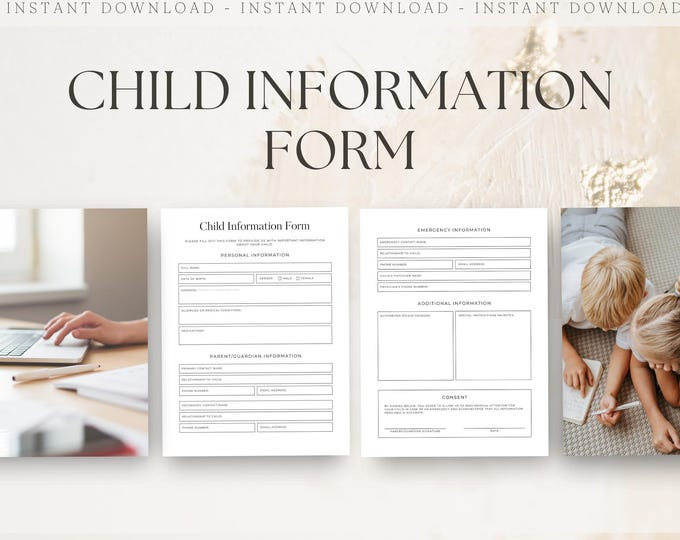 Printable Child Information Sheet Template Planner Daycare All About Me ...