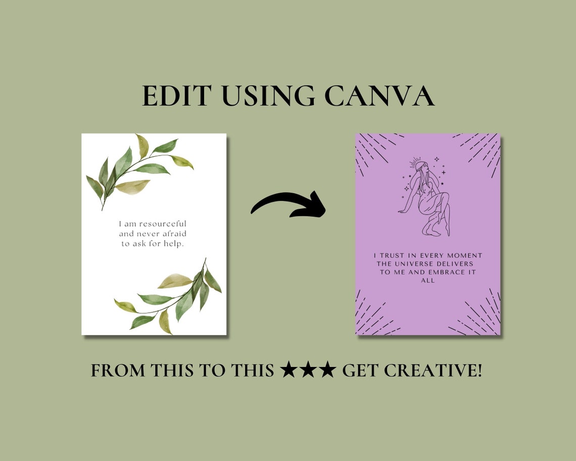 Affirmation Cards Template Canva Affirmation Station - Etsy