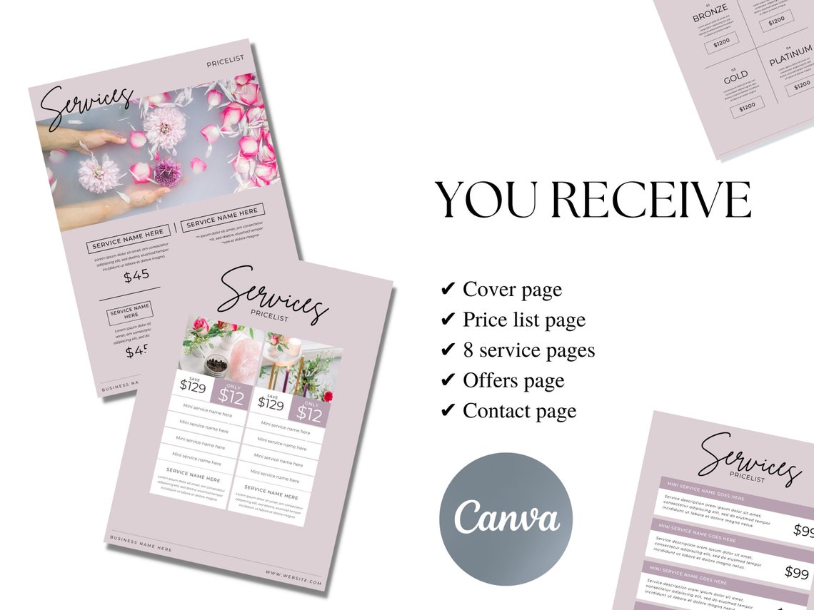 Minimalistic Price List Template Canva Editable Price Sheet - Etsy