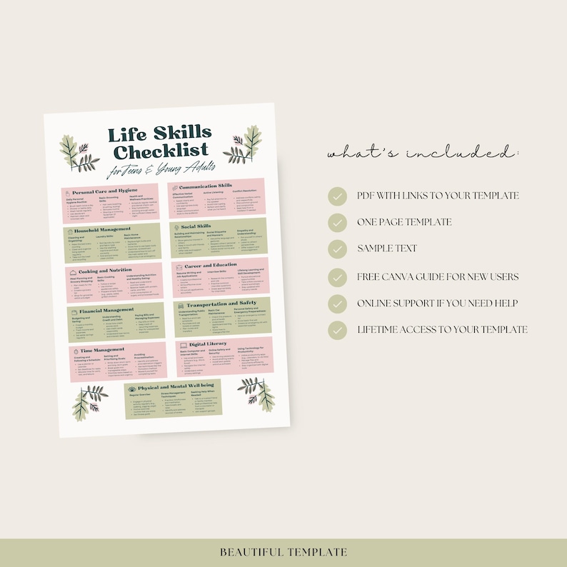 Life Skills Checklist | Printable PDF | Independent Living Skills ...