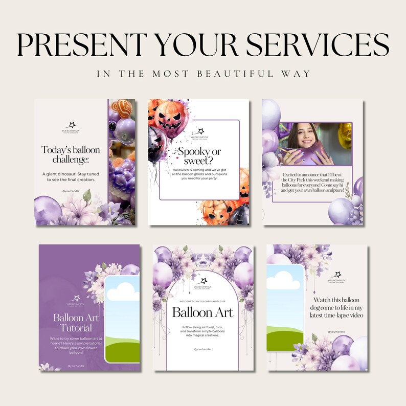 Balloon Business Social Media Templates - Etsy
