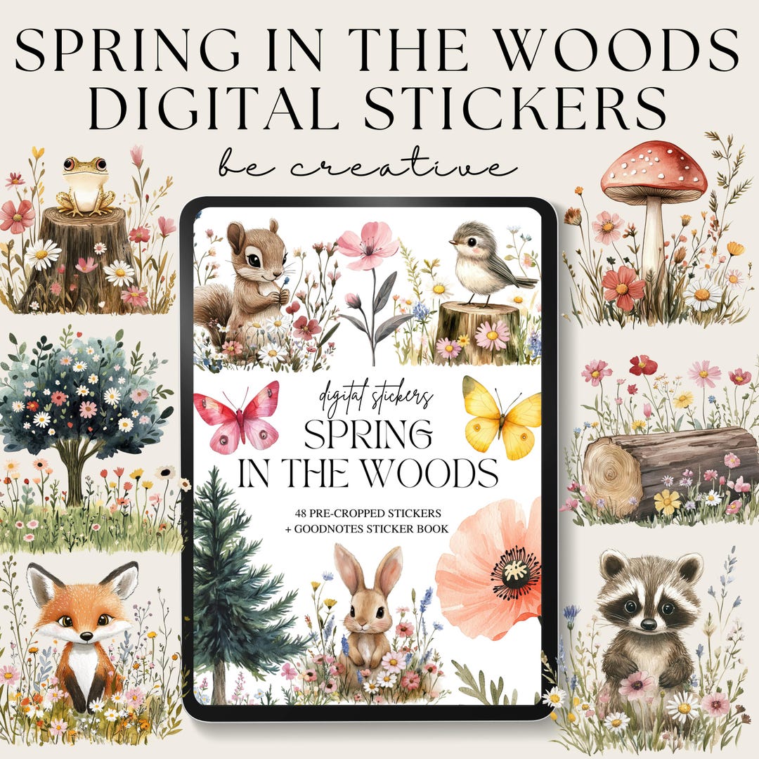 Spring in the Woods Digital Stickers, Goodnotes Floral Stickers, Wild ...