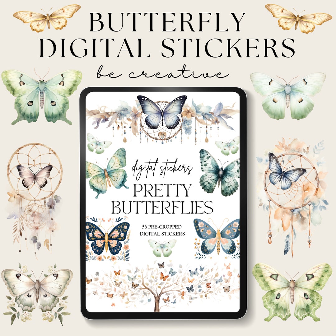 Butterfly Digital Planner Stickers, Goodnotes Stickers, Moth Stickers ...