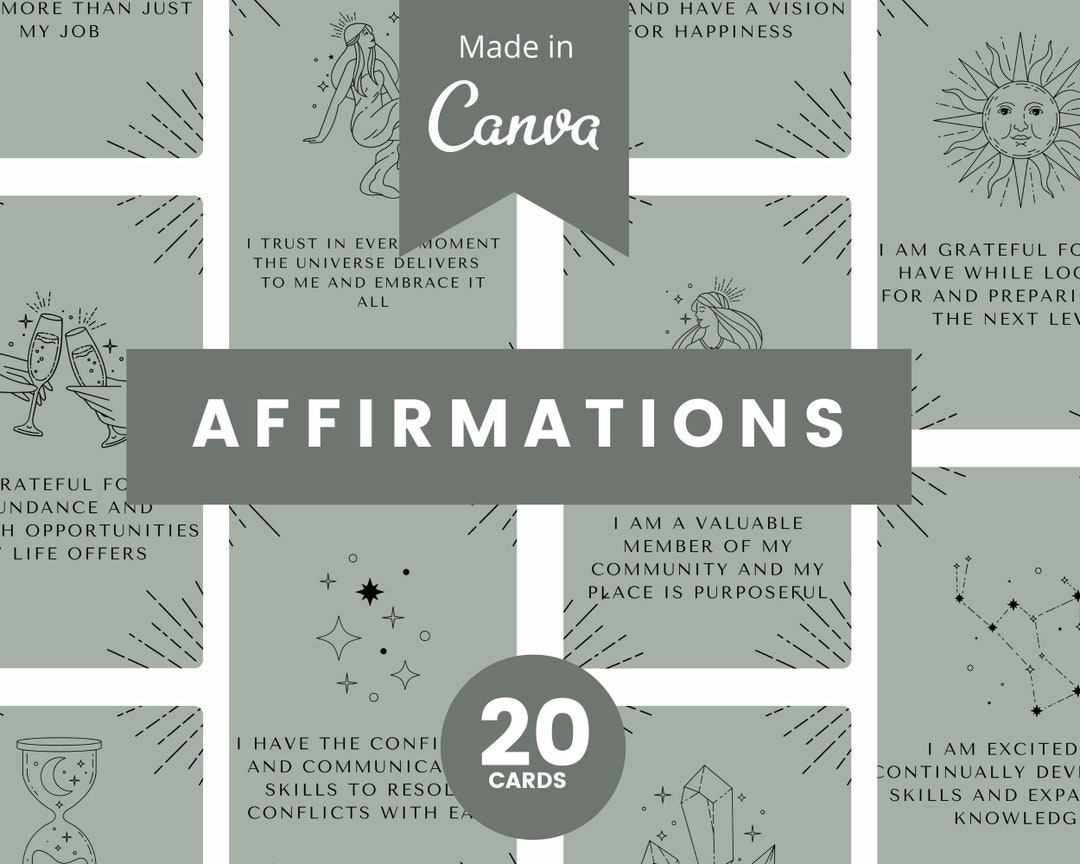 Affirmation Cards Template Canva Affirmation Station - Etsy
