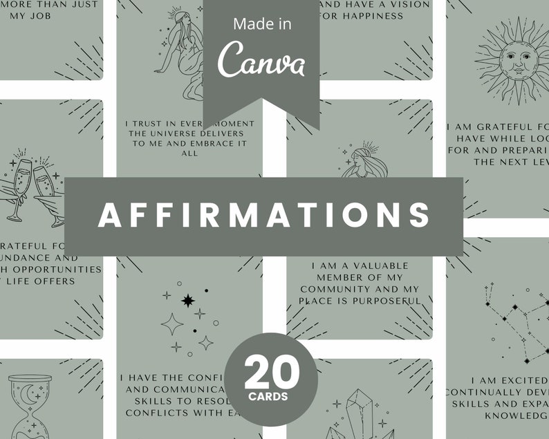Affirmation Cards Template Canva Affirmation Station - Etsy