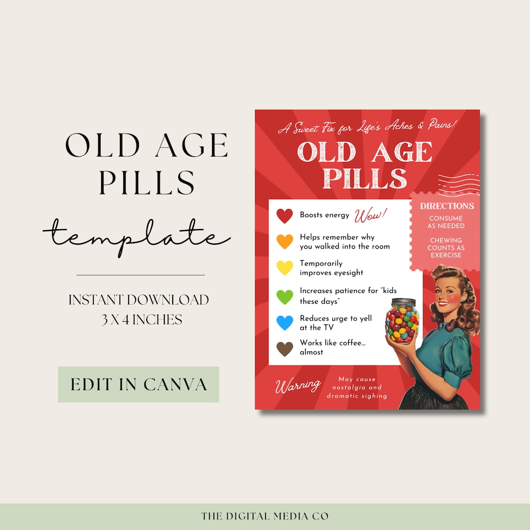 Old Age Pills Printable - Etsy
