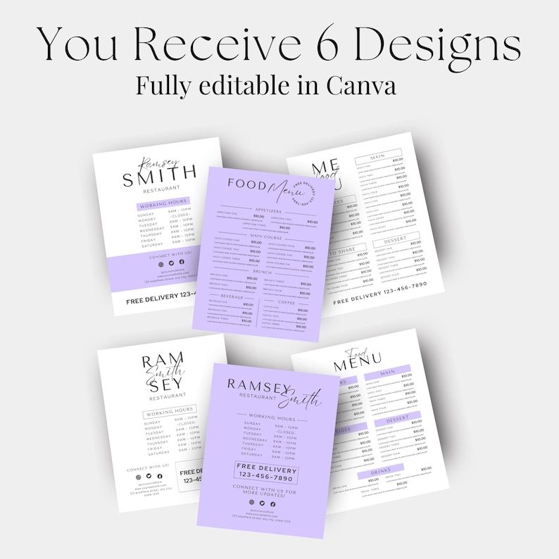 Restaurant Menu Template Organic Food Instant Download Digital Download ...