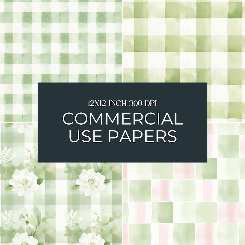Sage Green Gingham Pattern Digital Paper, Seamless Patterns, Pastel ...