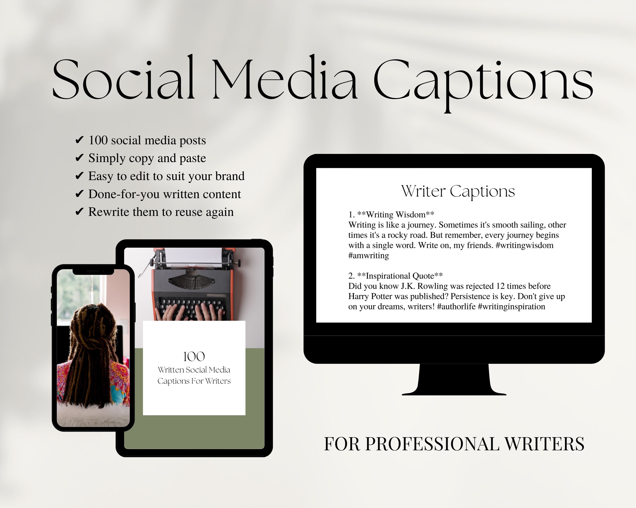 Written Social Media Captions for Writers, Author Marketing, Instagram ...