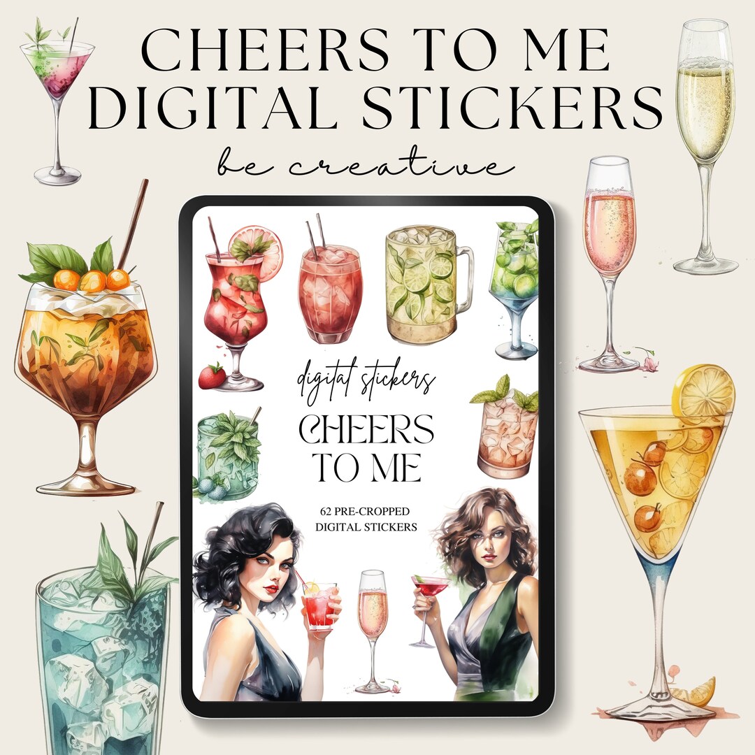 Cheers to Me Cocktail Digital Planner Stickers | Digital Sticker Book ...