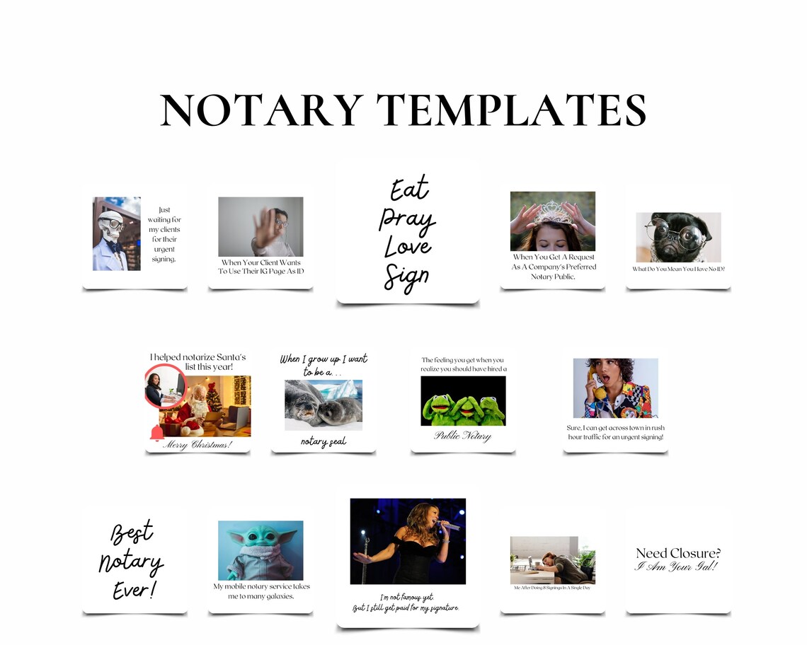 14 Meme Style Notary Instagram Templates Public Notary - Etsy