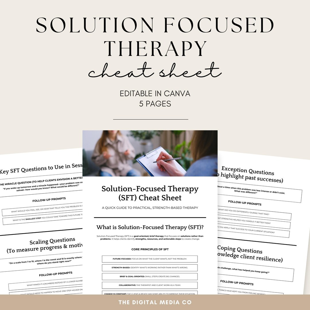 Solution Focused Therapy Cheat Sheet, SFT Printable, Counseling ...