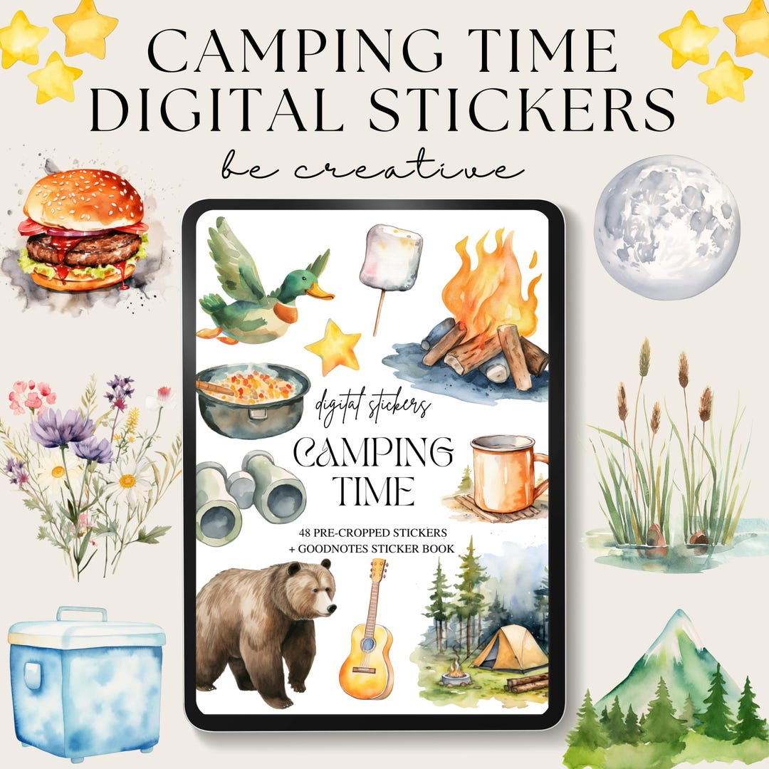 Camping Time Digital Stickers, Goodnotes Great Outdoors Sticker, Every ...