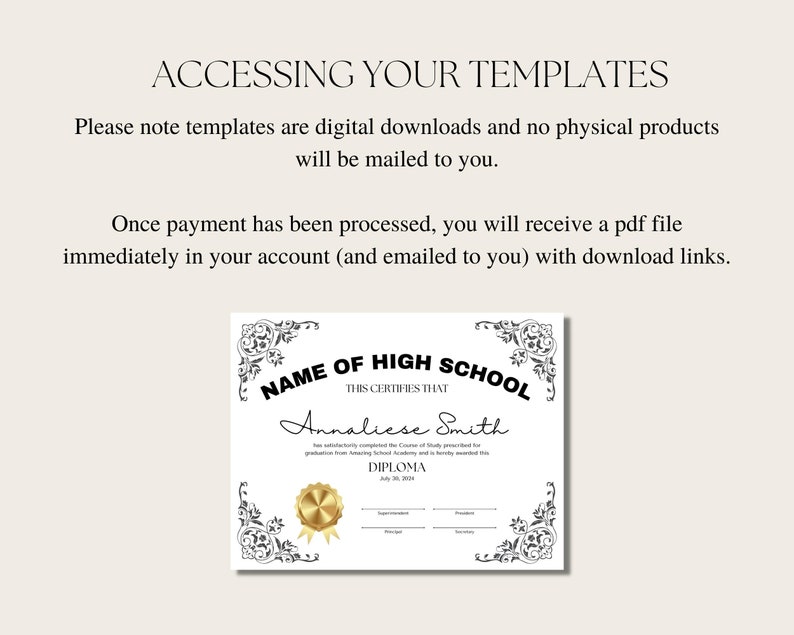 High School Diploma Template General Equivalency Diploma - Etsy