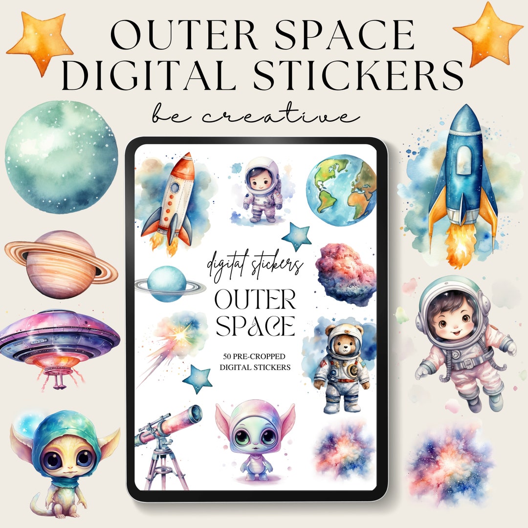 Outer Space Digital Planner Stickers, Goodnotes Celestial Stickers ...