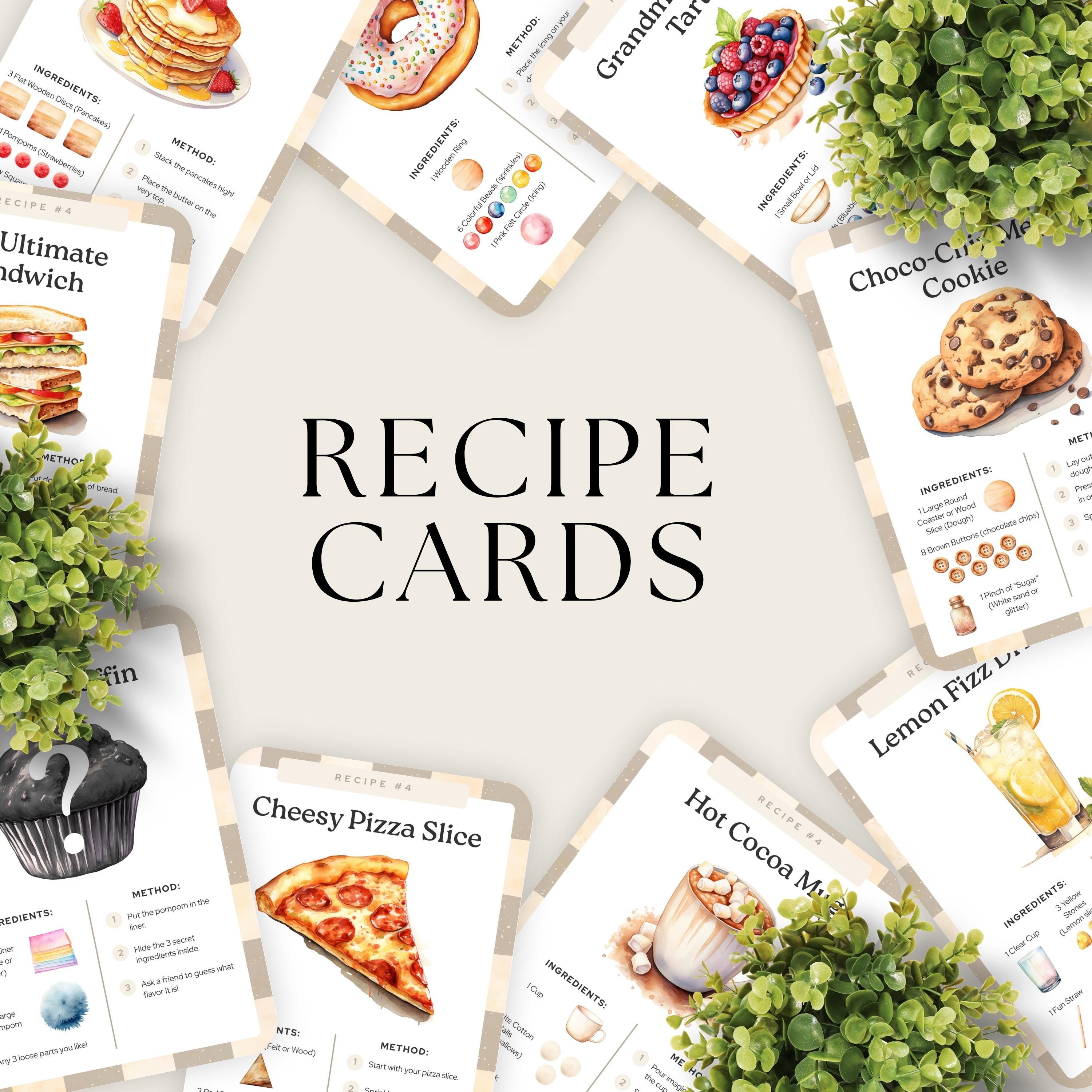 Kids Recipe Cards Printable, Editable Canva Template, Pretend Play ...