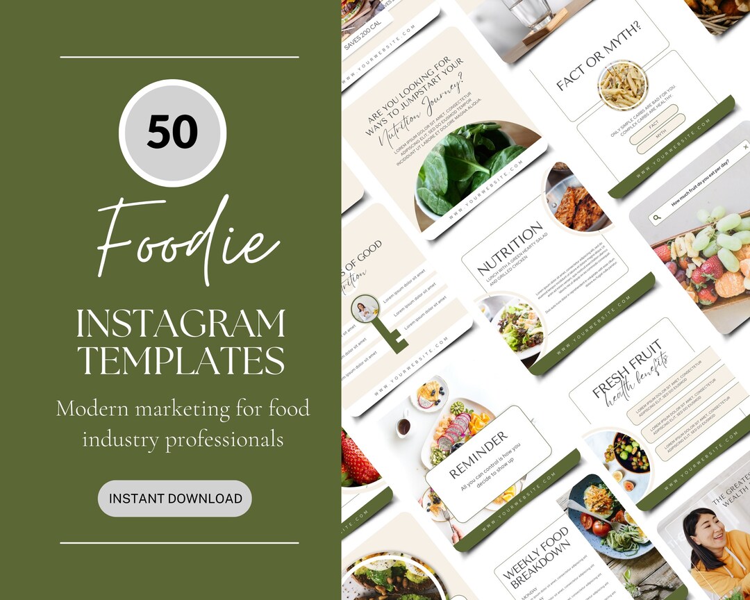 Food Blogger Instagram Templates for Canva, Instagram Post Templates ...