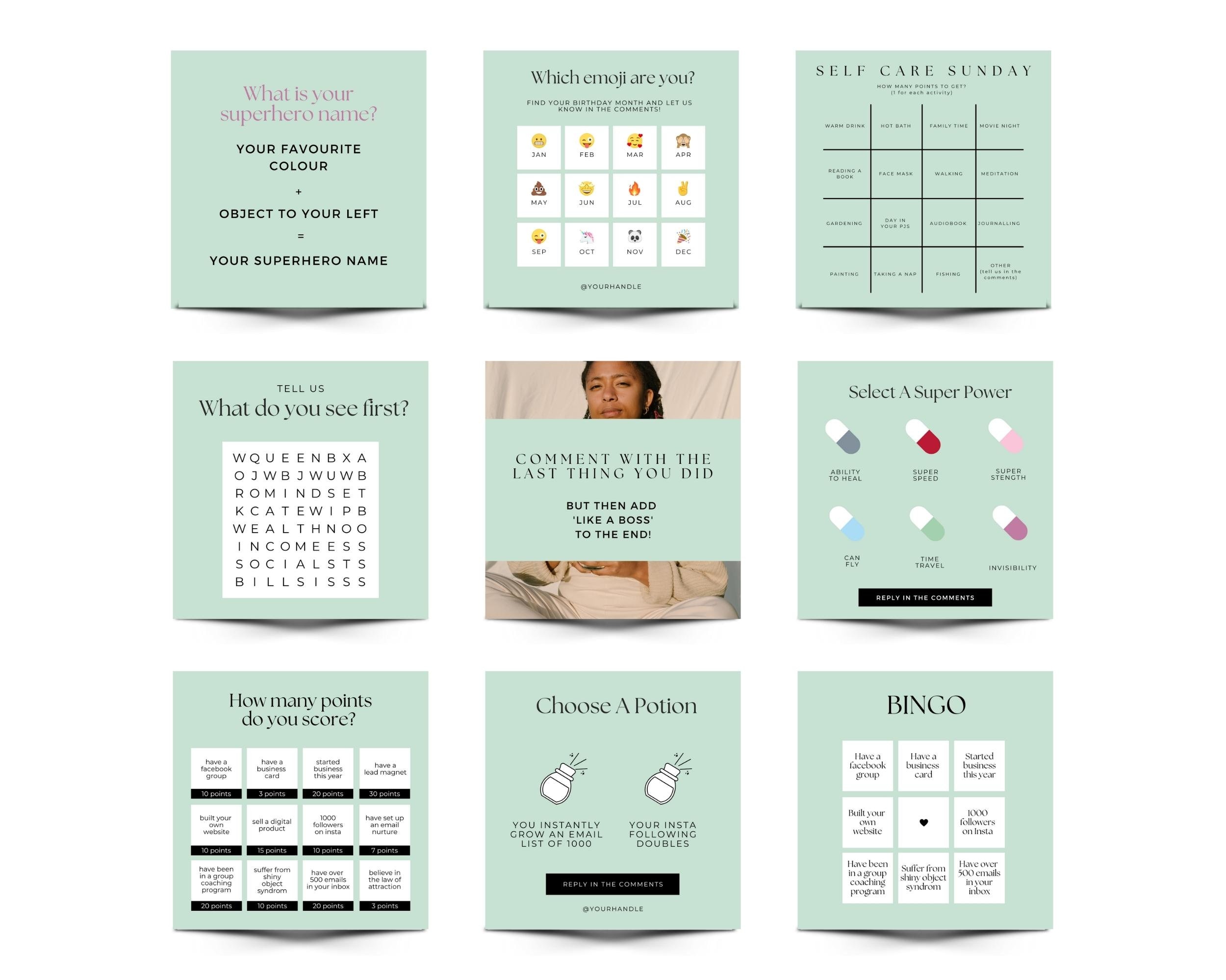 20 Viral Game Instagram Posts Social Media Challenge - Etsy