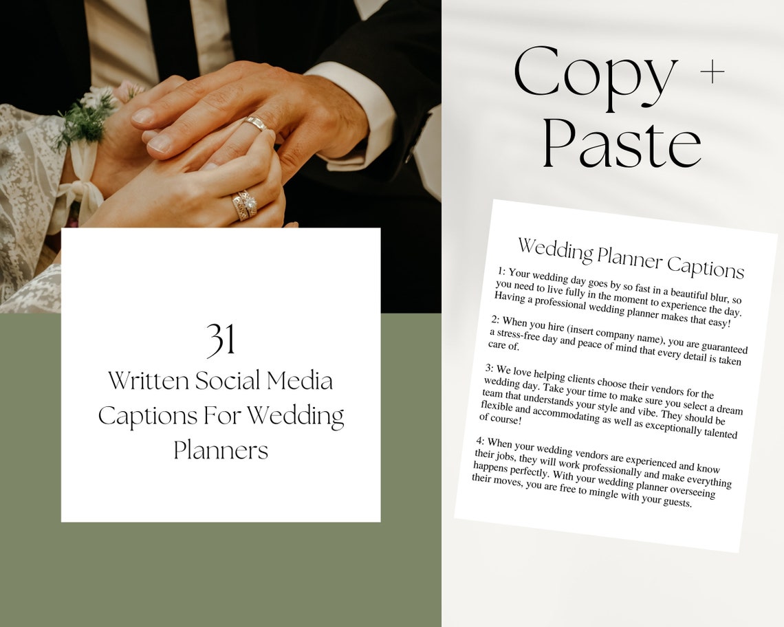 Wedding Planner Written Social Media Captions, Wedding Planner ...
