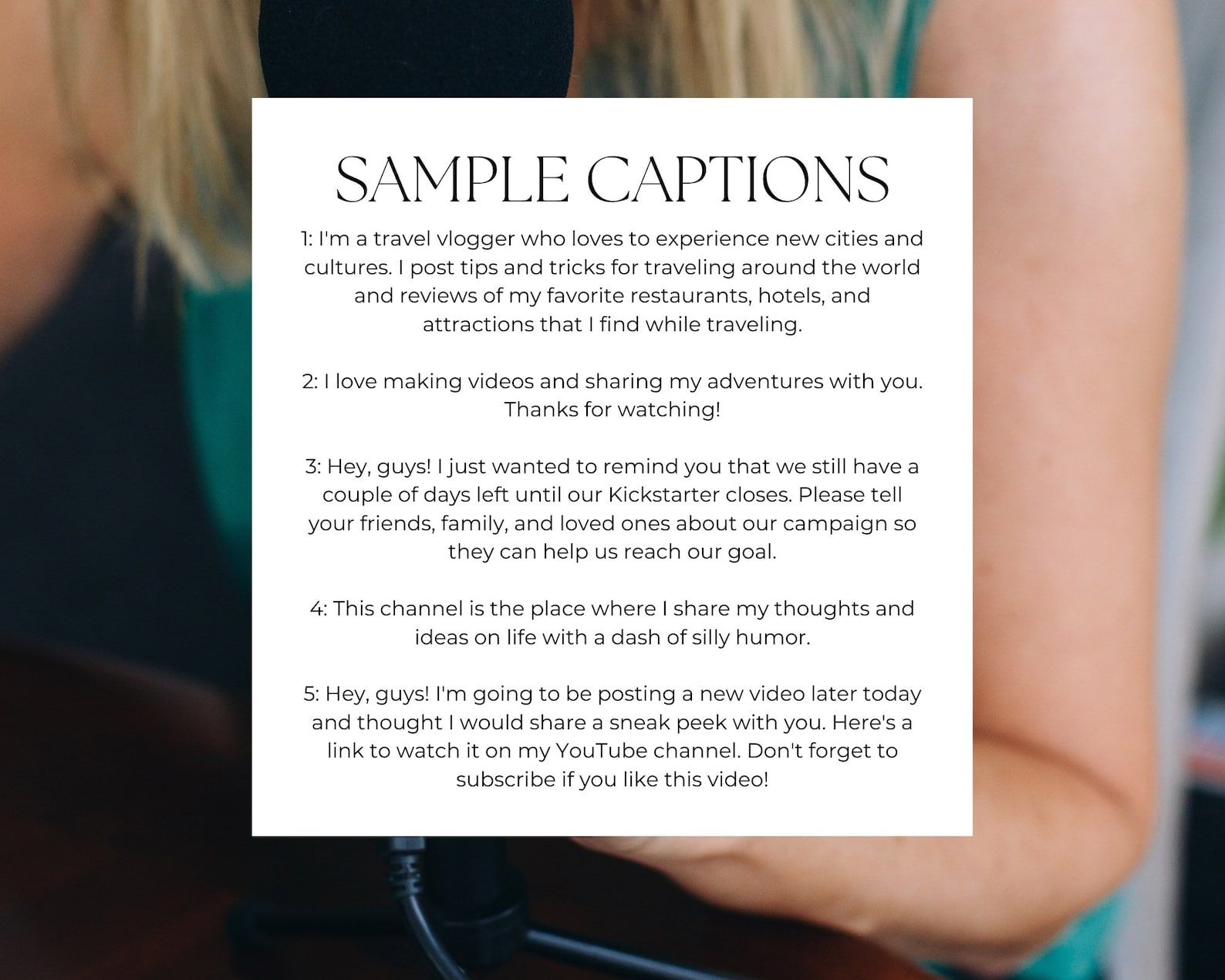 50 Written Social Media Captions and Prompts for Youtubers, Instagram ...