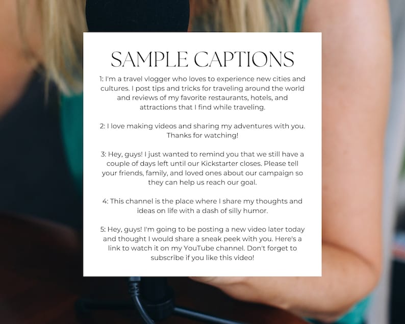 50 Written Social Media Captions and Prompts for Youtubers, Instagram ...