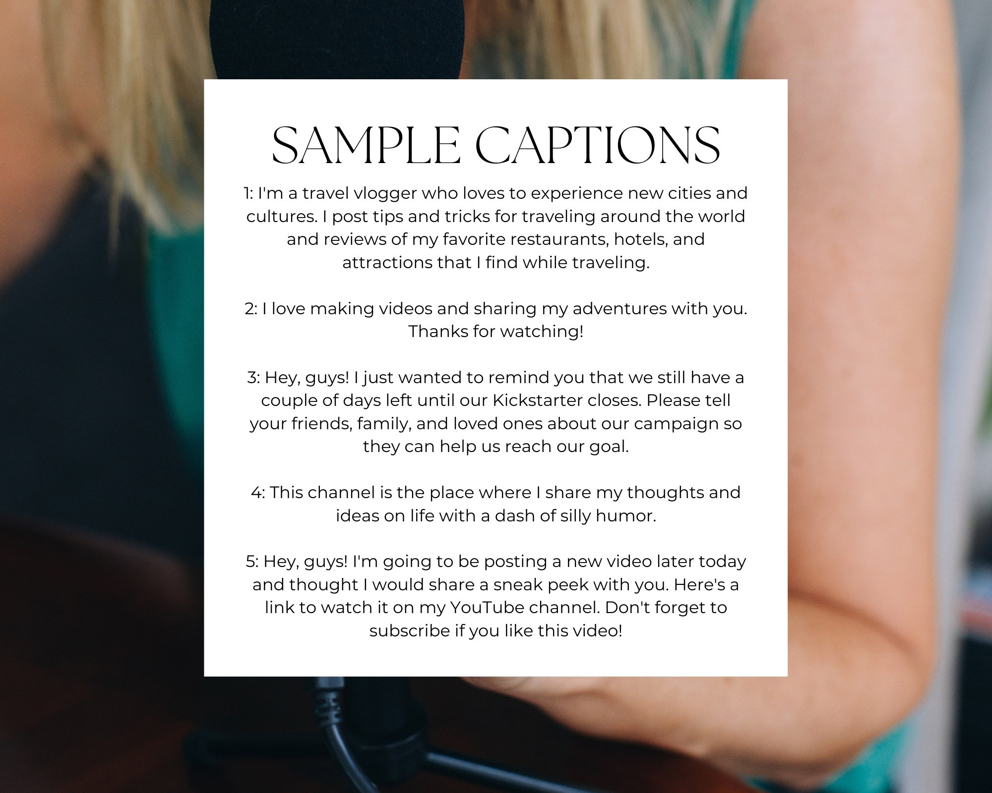 50 Written Social Media Captions and Prompts for Youtubers, Instagram ...