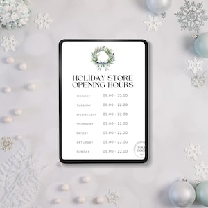Christmas Store Hours Template, Holiday Opening Schedule Sign, Festive Printable, Canva Template ...
