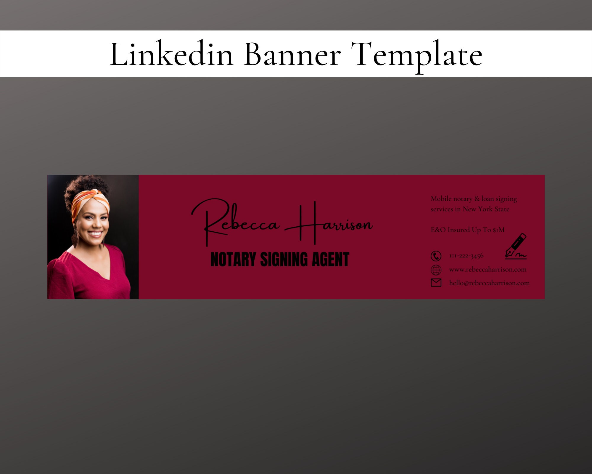 Linkedin Banner Template for Notary Signing Agents, Linkedin Banner ...