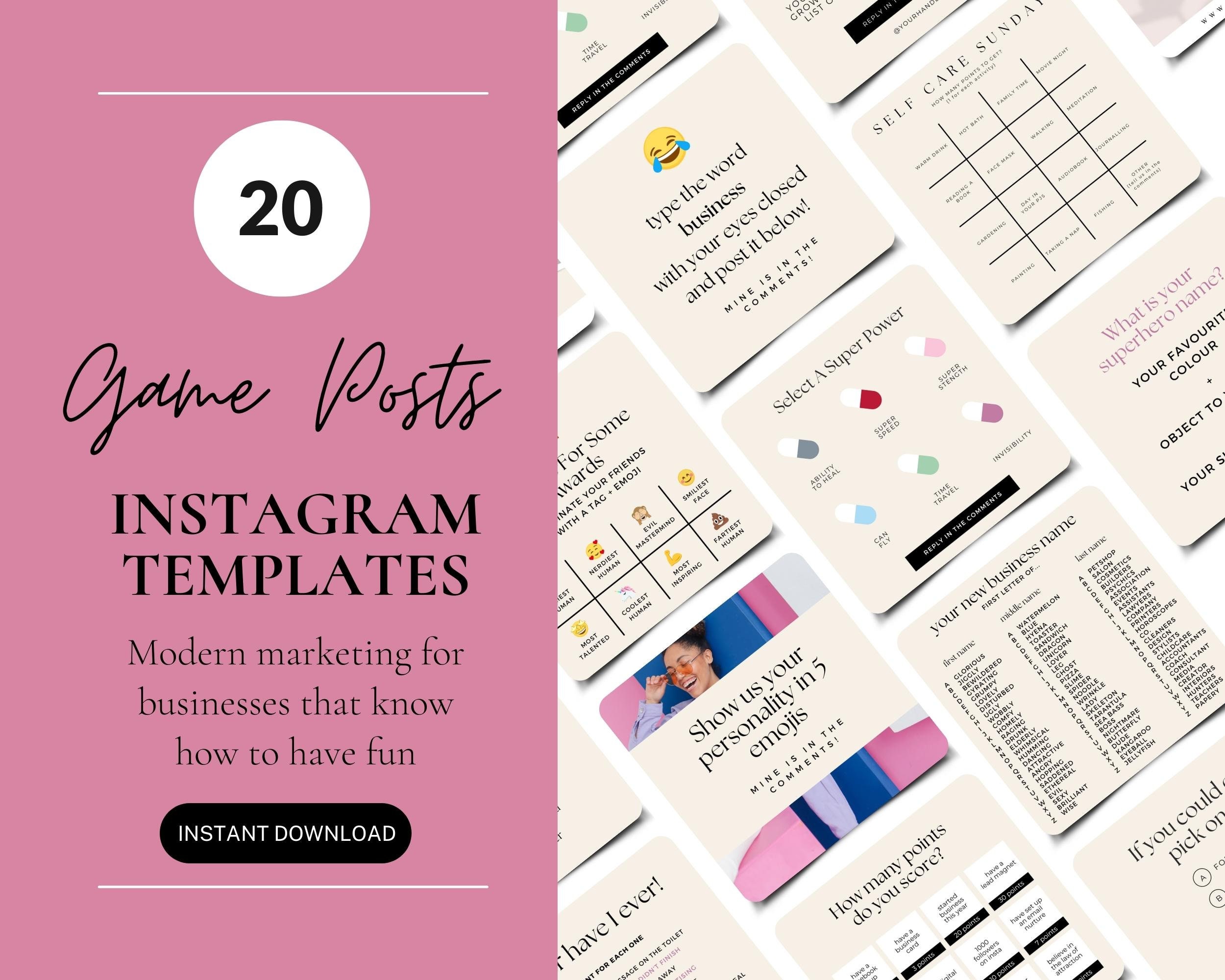 20 Viral Game Instagram Posts, Social Media Challenge Templates ...