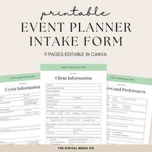 Event Planner Intake Form, Wedding Planner Canva Template, Printable ...