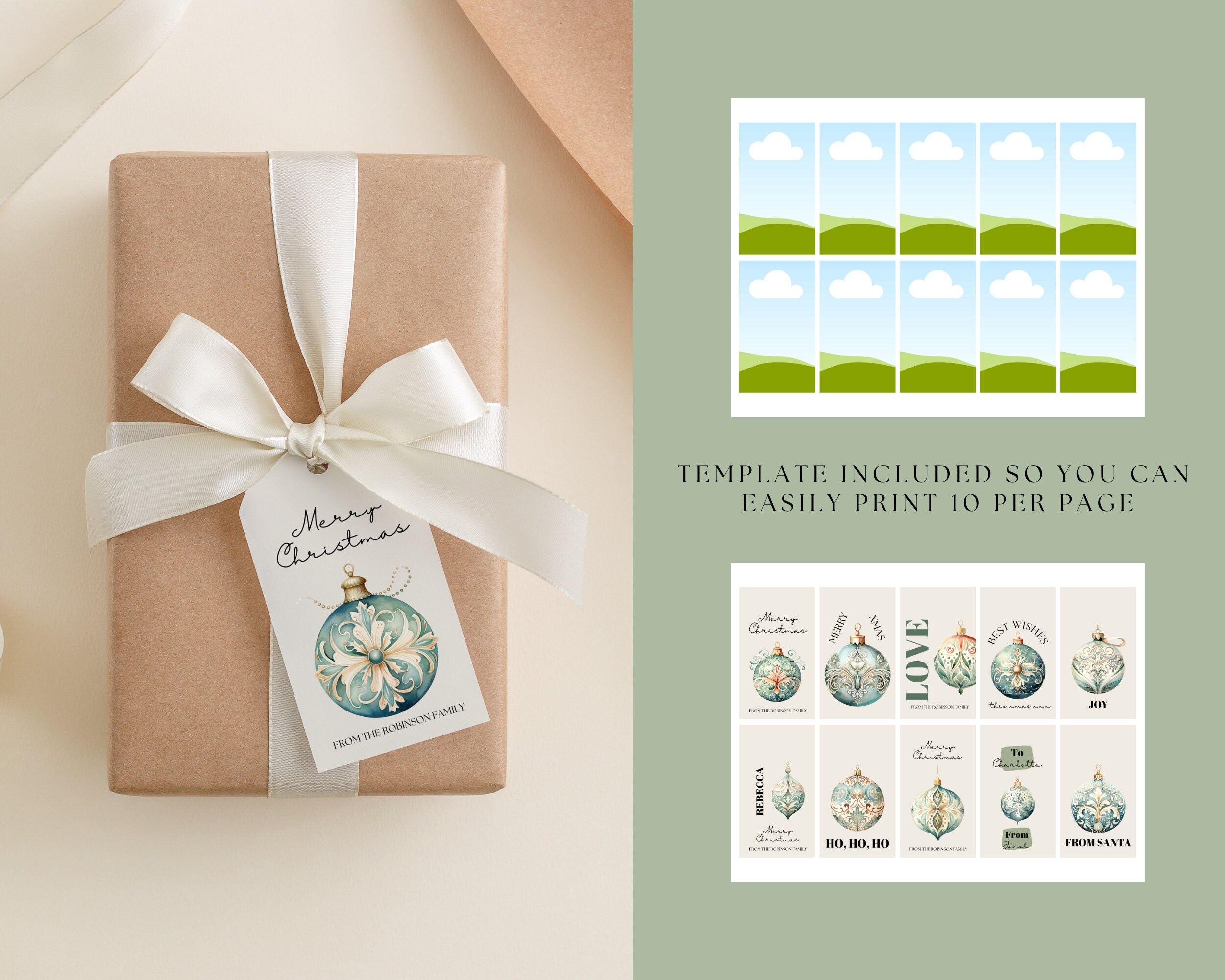 Editable Canva Christmas Tags, Printable Gift Note, Personalized Xmas ...