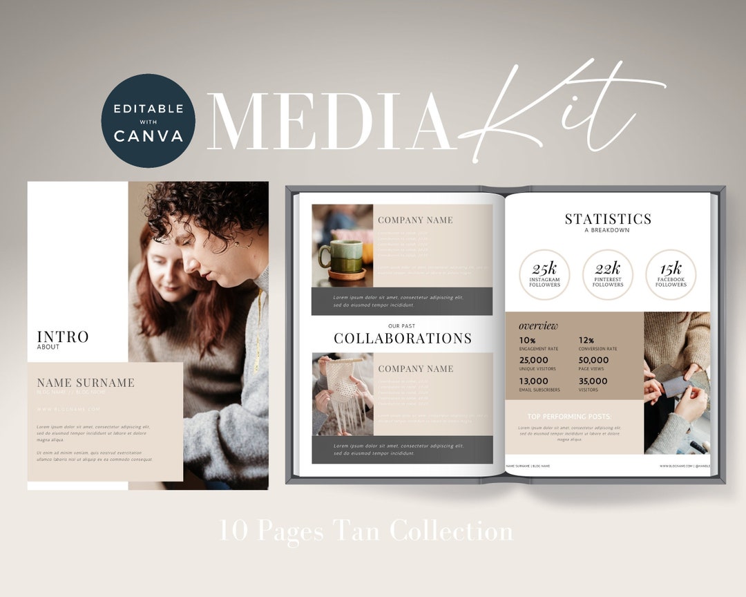 Media Kit Influencer Template Canva, Media Kit Canva Template, Media ...