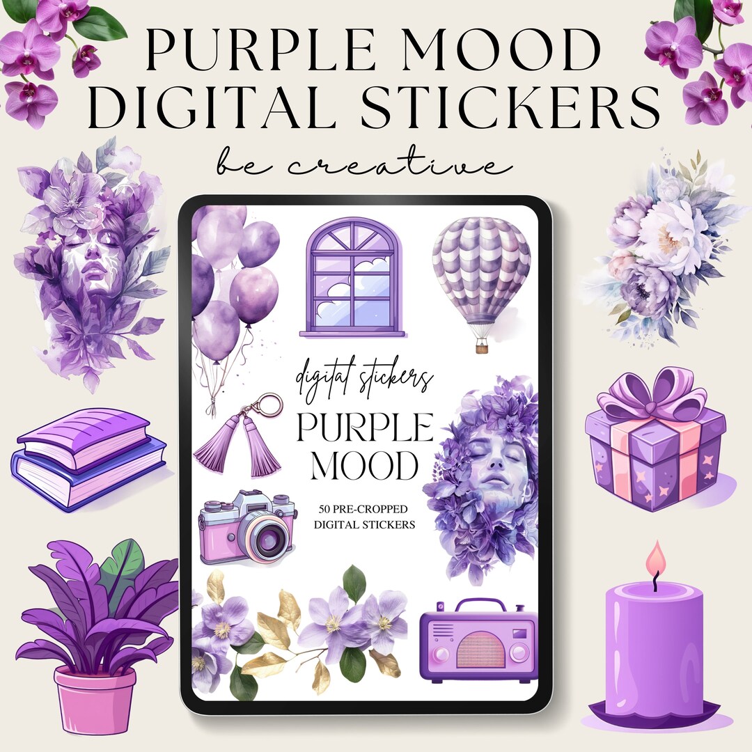 Purple Digital Planner Stickers, Lilac Sticker Book, Goodnotes Every ...