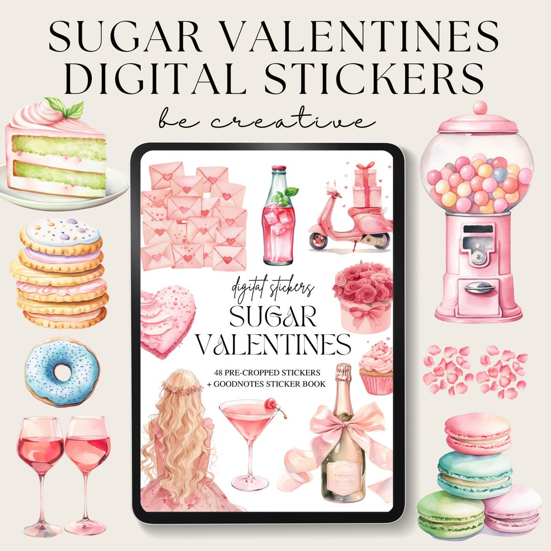 Sugar Valentines Day Digital Planner Stickers | Digital Sticker Book ...