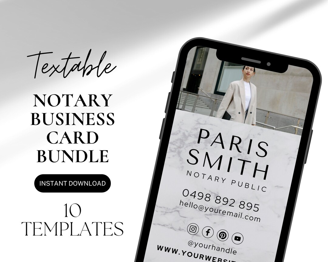 Notary Textable Digital Business Card Bundle, Notary Marketing, Canva ...