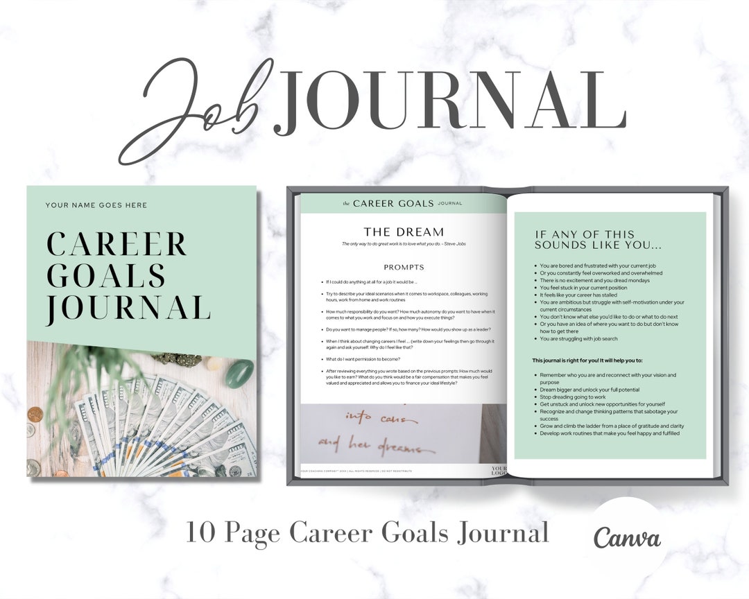 Career Goals Journal, Career Planner, Canva Career Plan Template ...