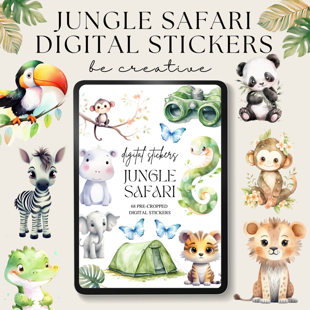 Safari Digital Planner Stickers, Jungle Animal Goodnotes Stickers, Wild ...