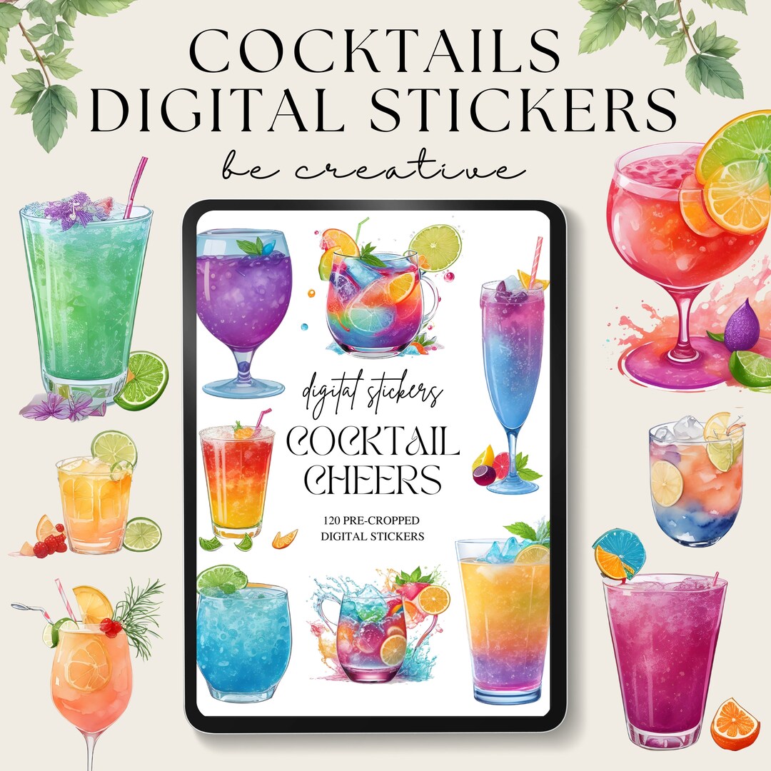 Cocktail Digital Planner Stickers | Digital Sticker Book | Goodnotes ...