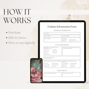 Fashion Form, Editable Client Consultation Form, Small Business ...