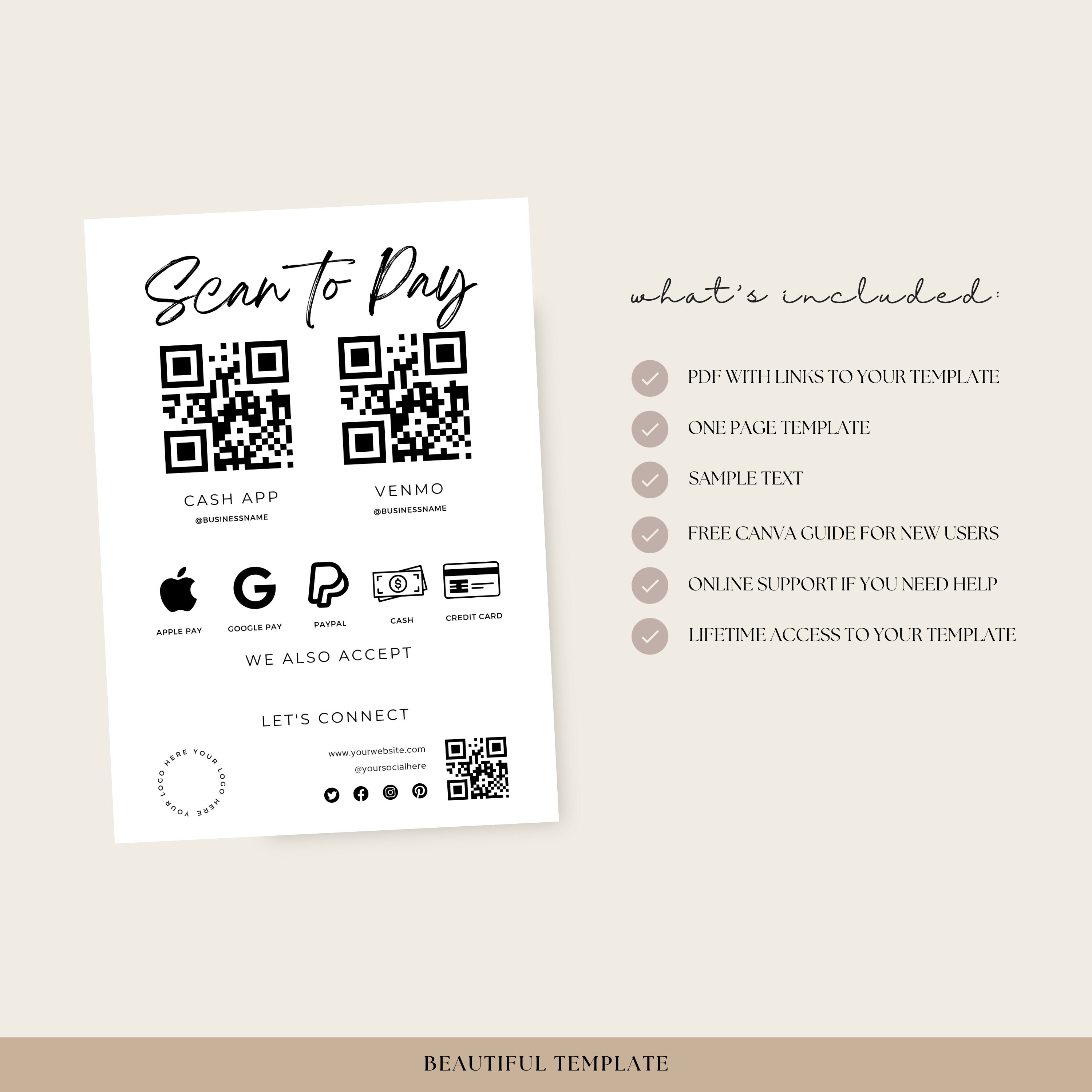 Scan to Pay Sign | QR Code Sign | Storefront Payment Options ...