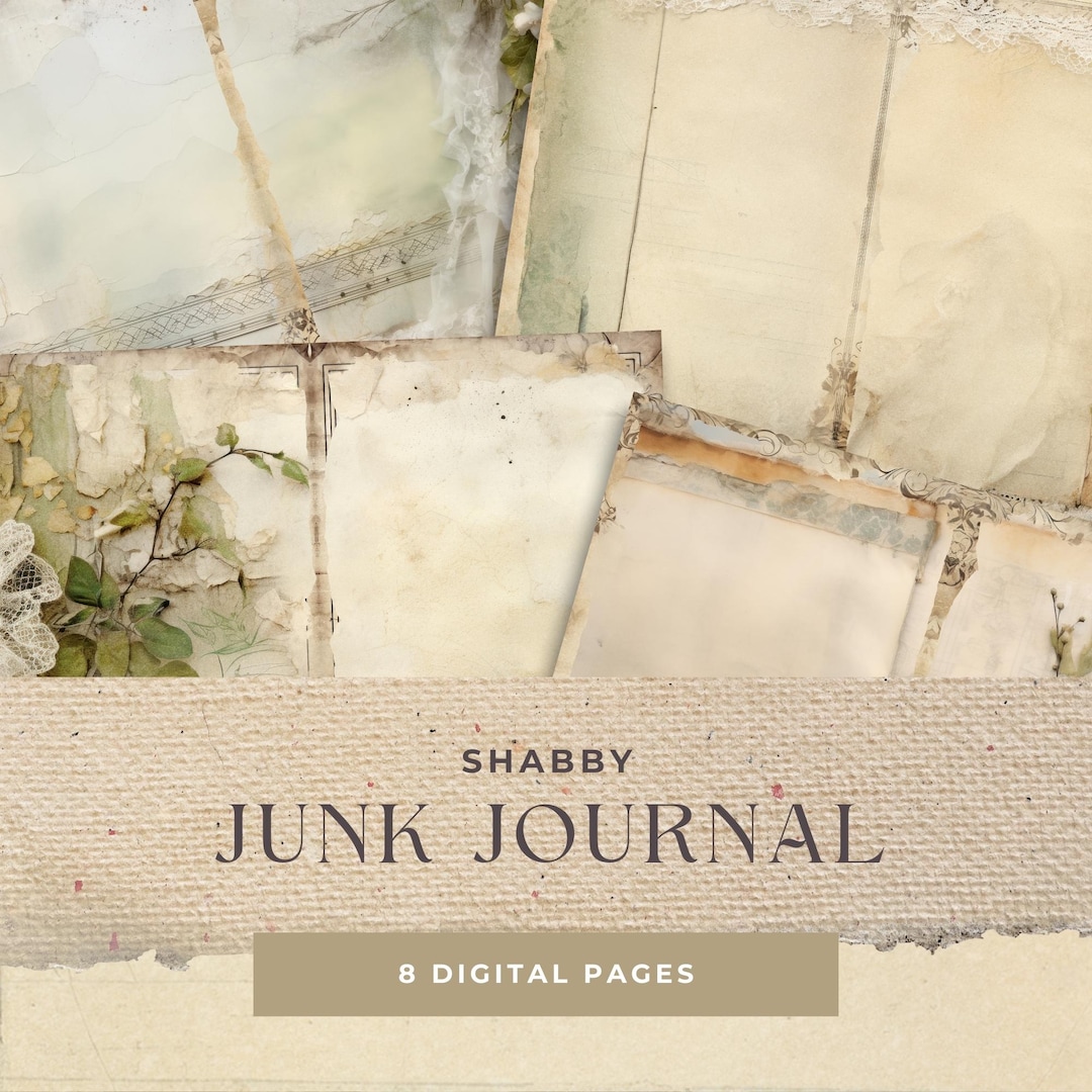 Shabby Junk Journal, Horizontal Filler Pages, Landscape Sheet, Digital ...