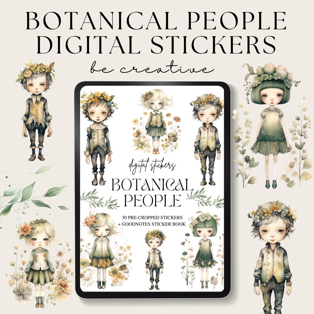 Botanical People Digital Stickers, Goodnotes Nature Stickers, Png Plant ...