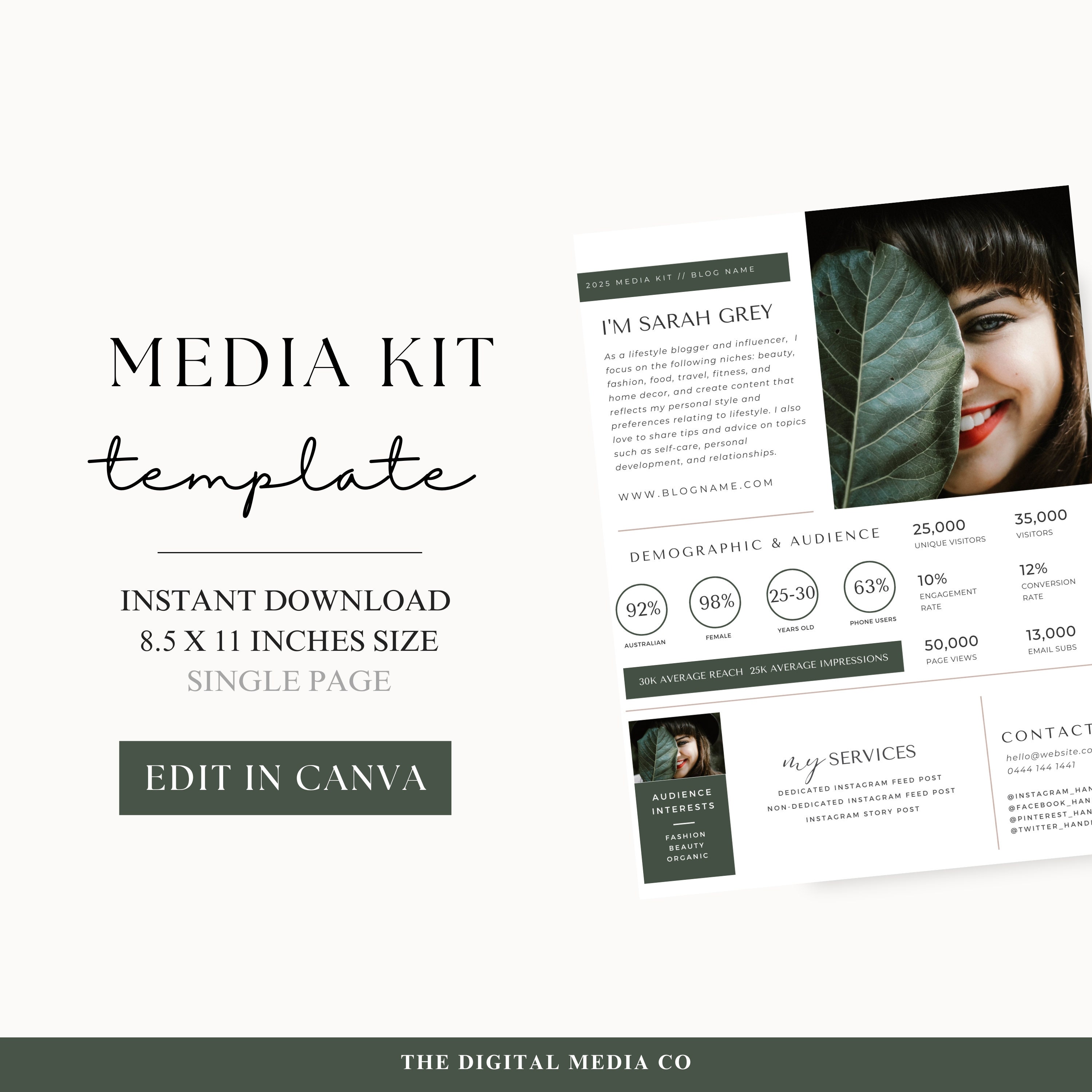 Media Kit Influencer Template Canva Media Kit Canva Template - Etsy
