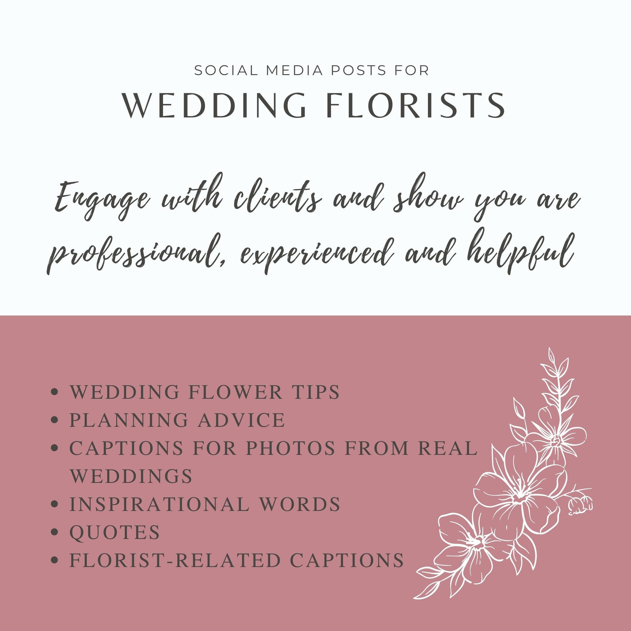 35 Written Social Media Captions for Wedding Florists, Wedding Florist ...