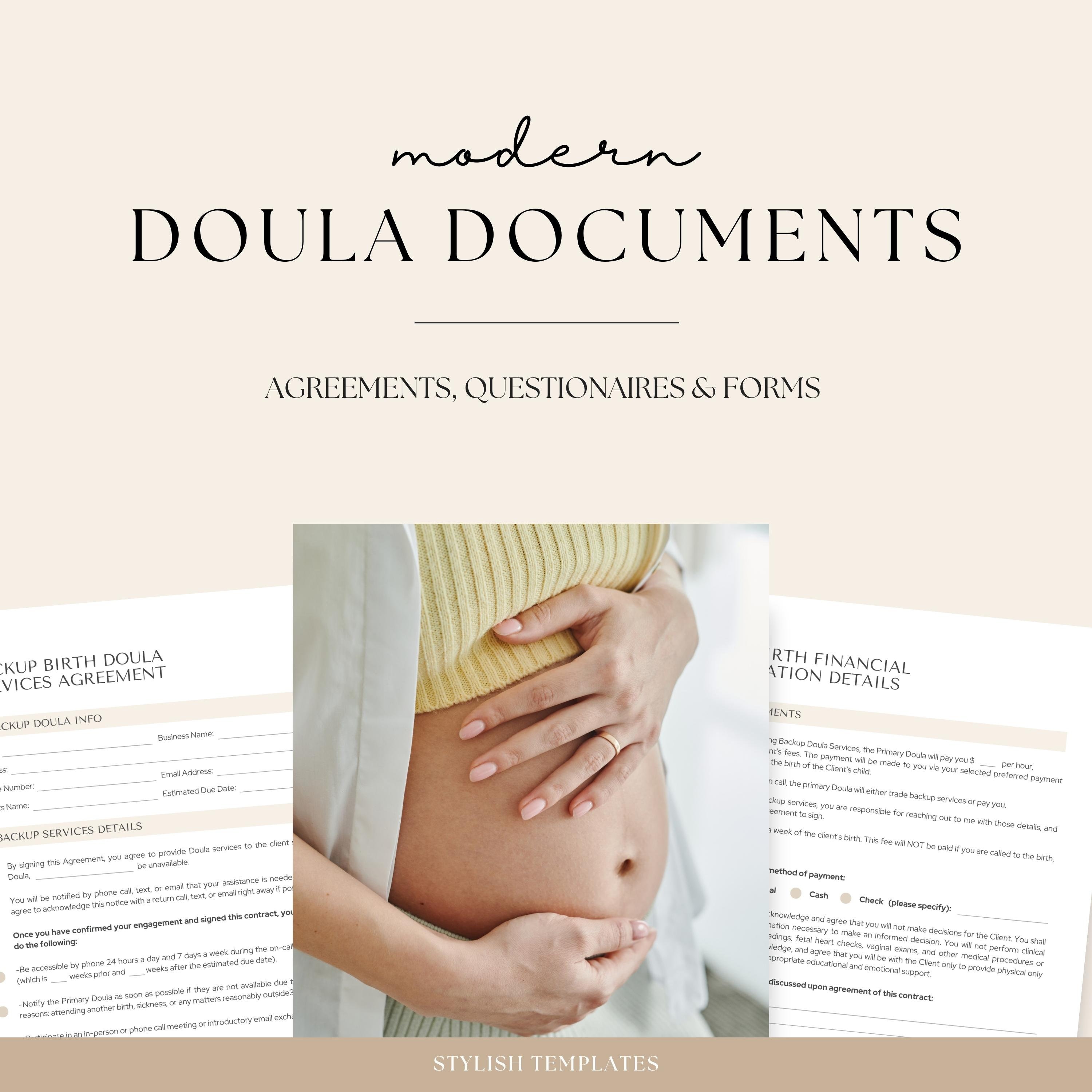 Editable Birth Doula Forms and Contracts Package, Doula Client ...