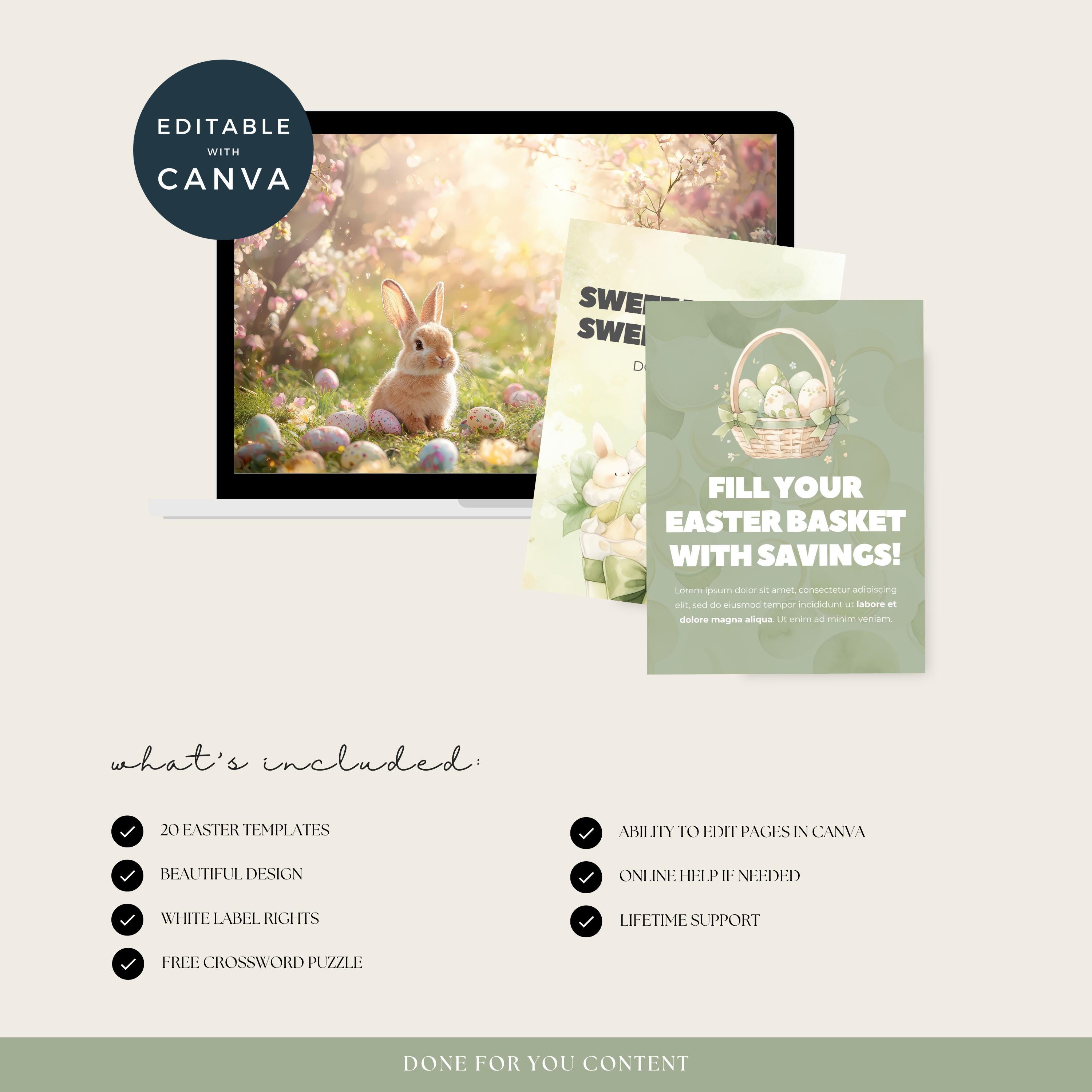 Easter Social Promo Post Bundle, 20 Editable Canva Templates, Easter ...